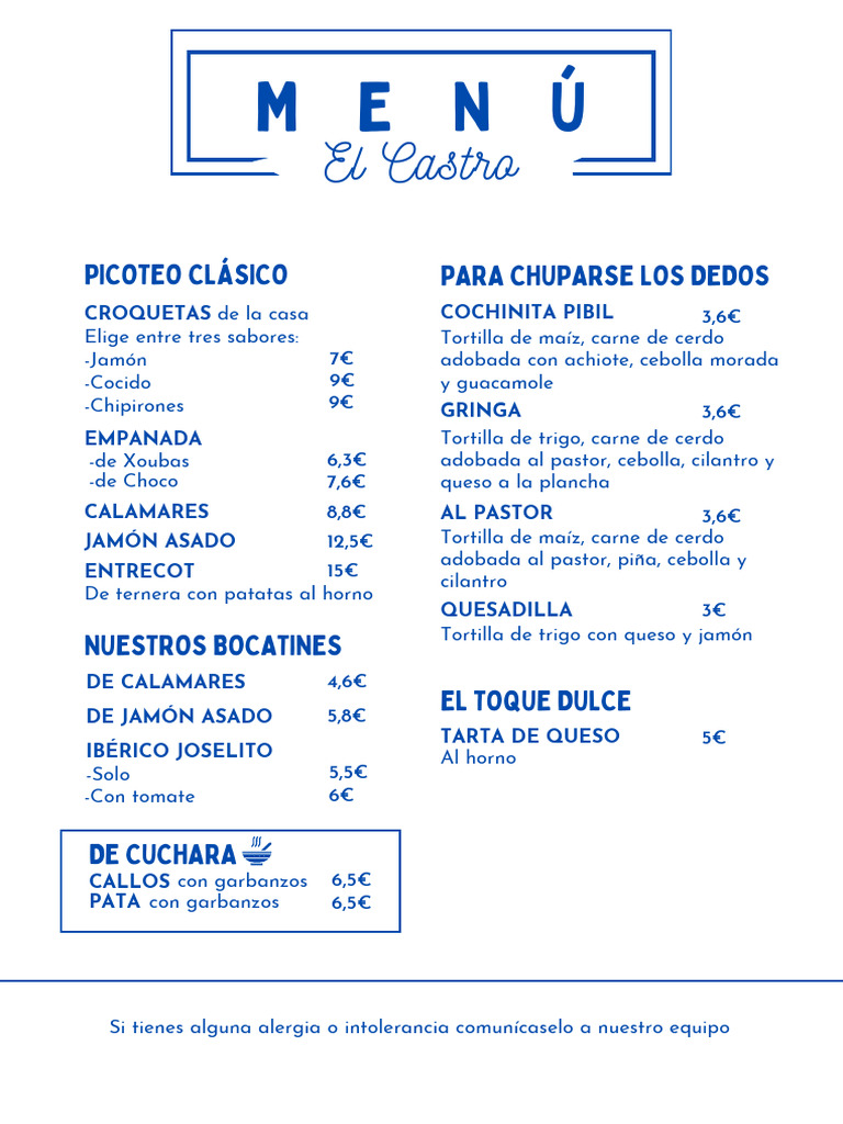 Menú de restaurante ilustrado azul (1) | PDF