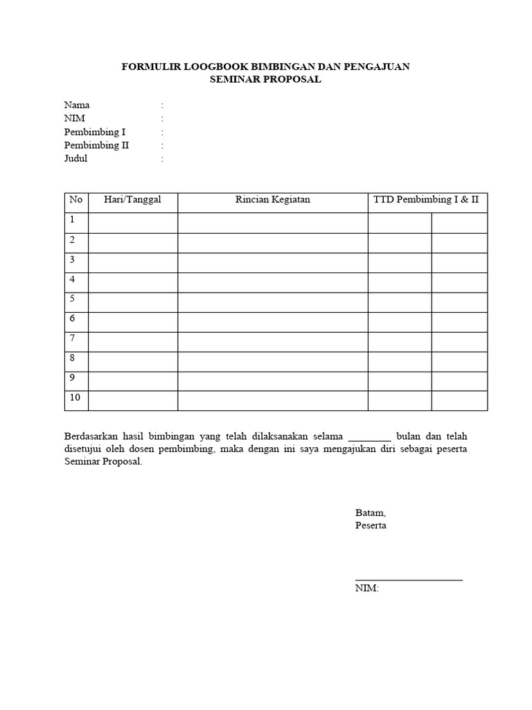 Formulir Bimbingan (Sempro) | PDF
