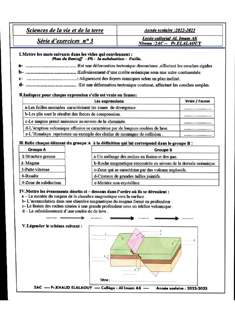Série D'exercices n°3-SVT - 2ac | PDF