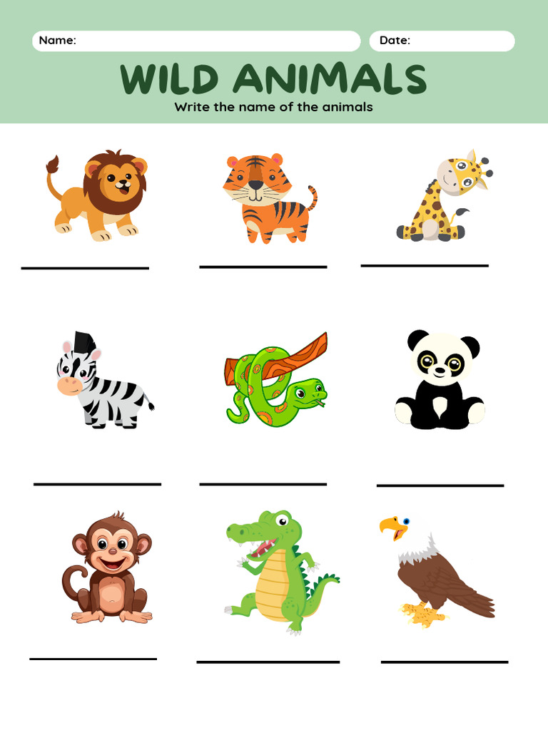 Write The Name of The Animals | PDF