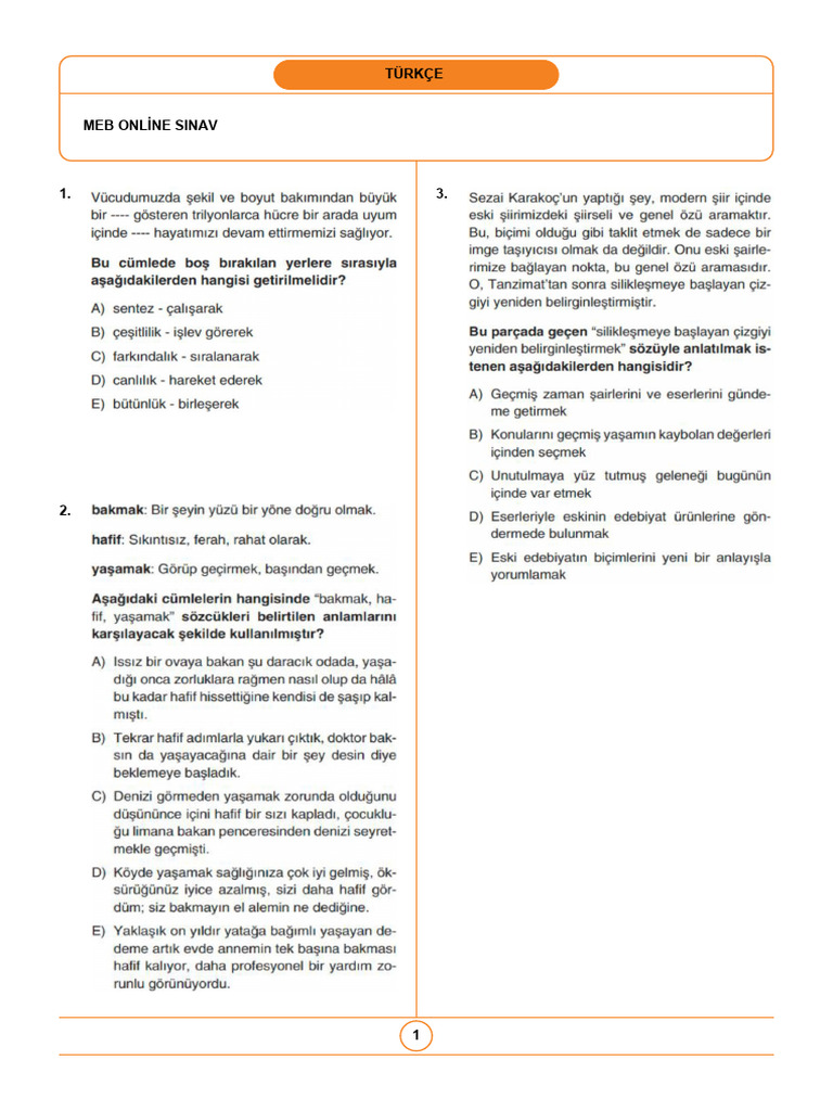2024 Meb Tg Tyt Denemesi̇ | PDF