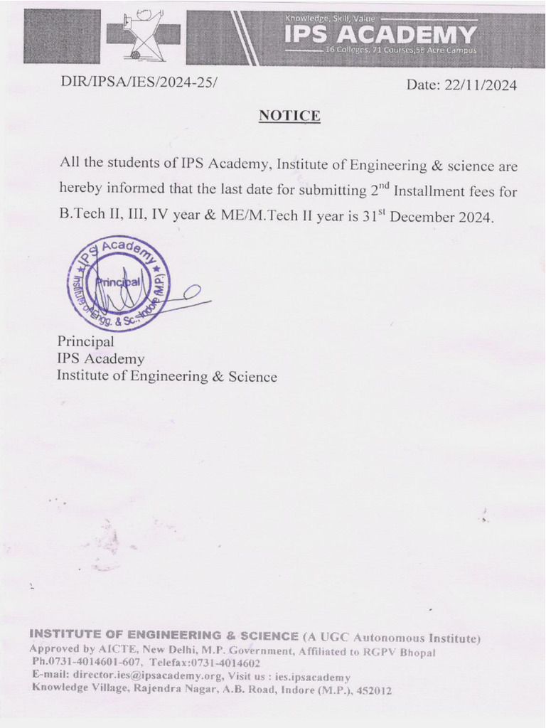 Last Date Notice 2nd Installment | PDF