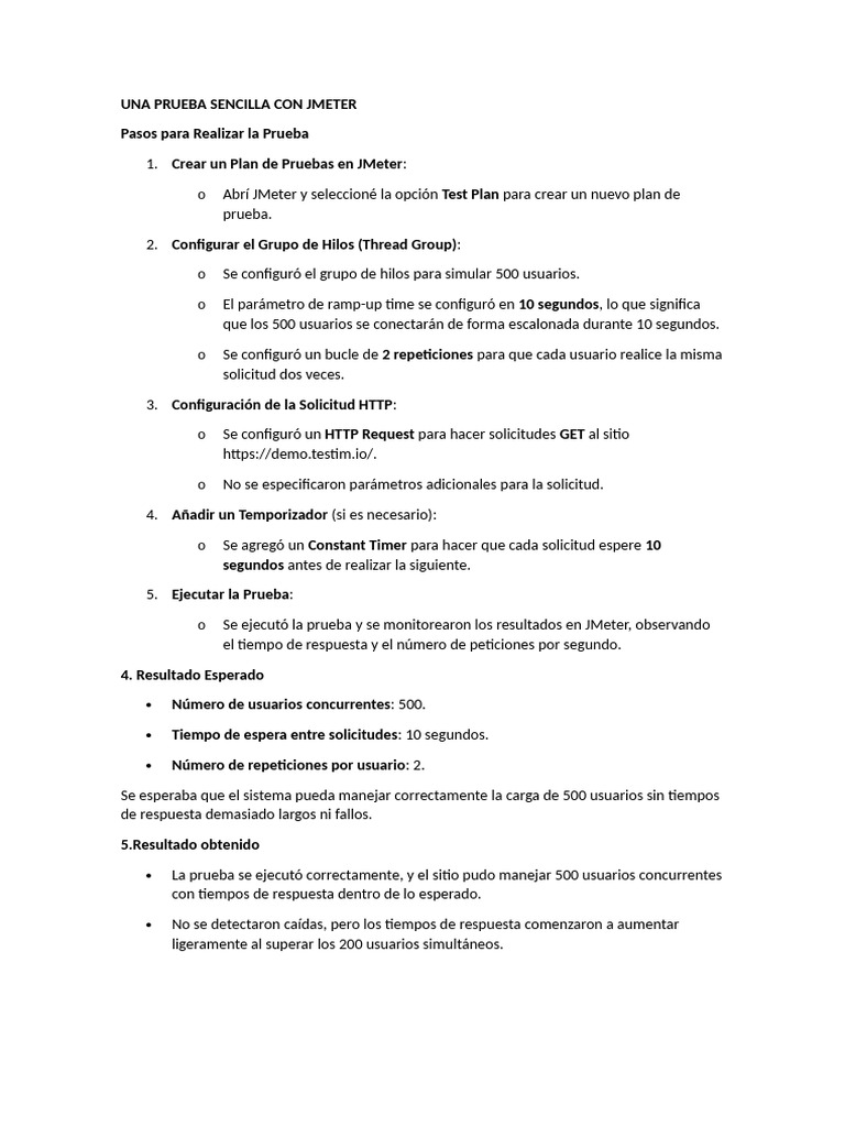 Una Prueba Sencilla Con Jmeter | PDF