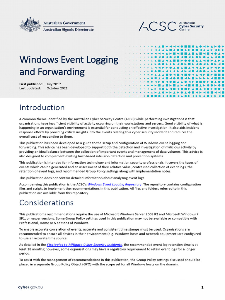 Windows Event Logging Guide for Security | PDF | Group Policy | Windows Registry