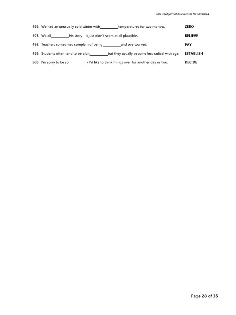 Advanced Word Formation Tasks | PDF | Adjective | Verb