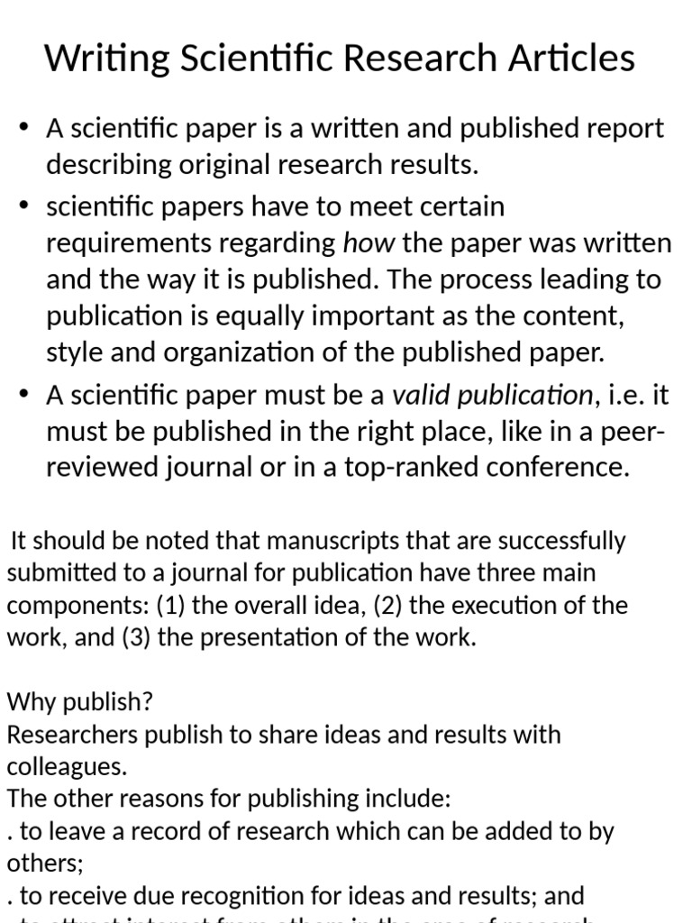 Writing Scientific Research Articles | PDF | Academic Publishing | Question