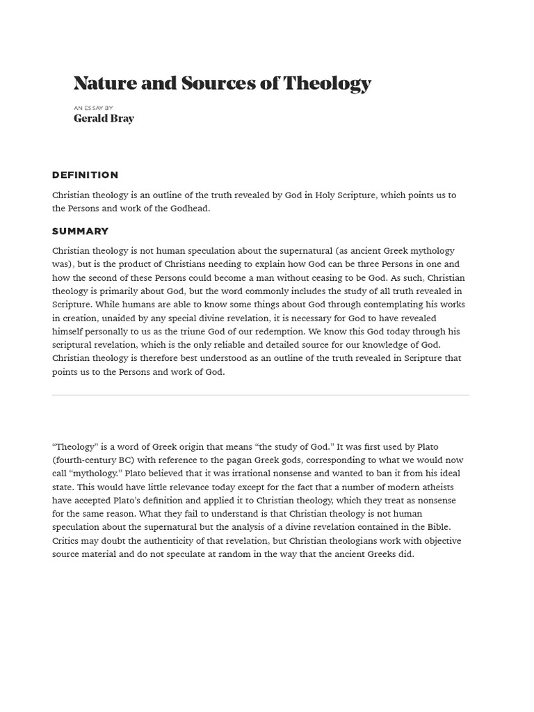 Nature and Sources of Theology - The Gospel Coalition | PDF ...