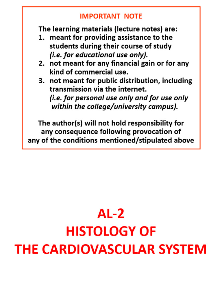AL2 - Histology of CVS (2020-2021) Updated 03-05-21 | PDF | Artery | Cardiac Muscle