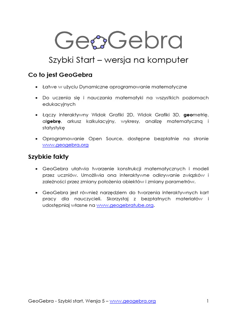 GeoGebra Szybki Start | PDF
