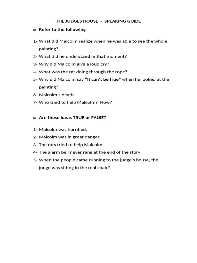 THE JUDGES HOUSE - Speaking Guide | PDF