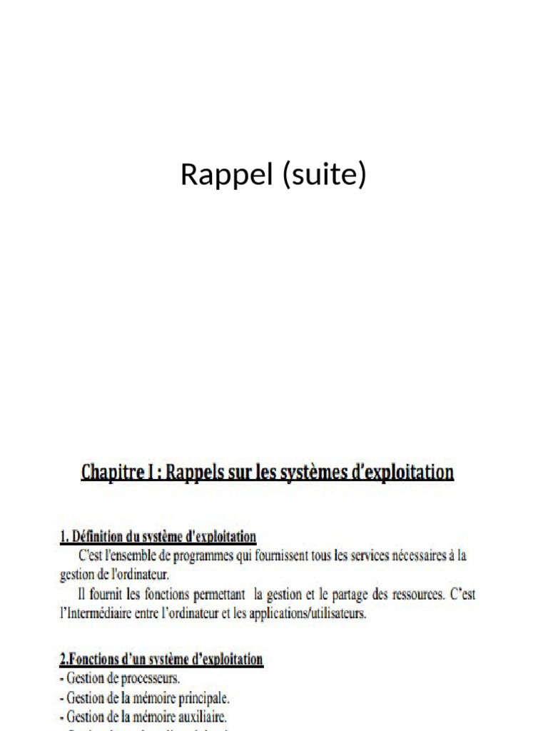 Rappel (Suite) | PDF | Ordonnancement dans les systèmes d'exploitation | Informatique