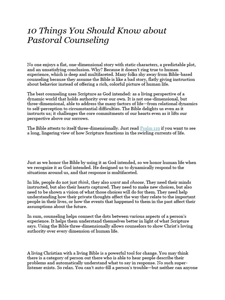 Essentials of Pastoral Counseling | PDF | Bible | Jesus