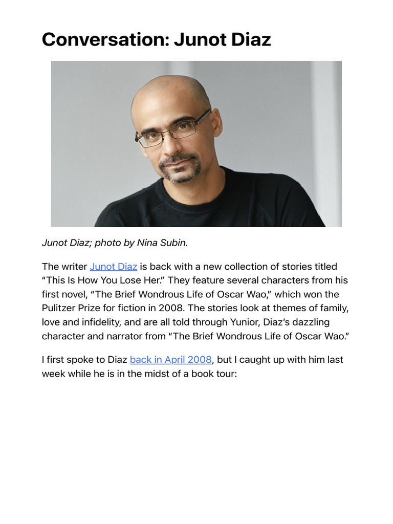 Conversation - Junot Diaz - PBS News | PDF
