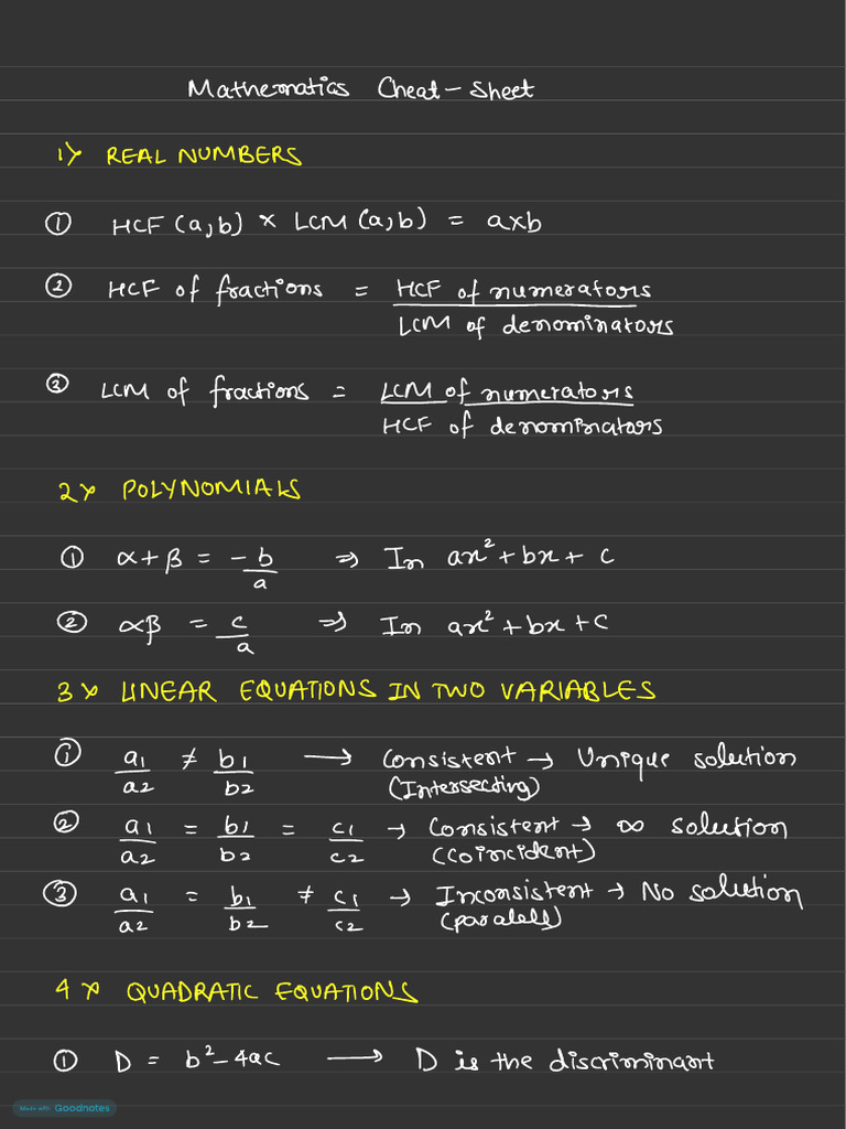 Maths Formula Cheatsheet | PDF | Equations | Geometry
