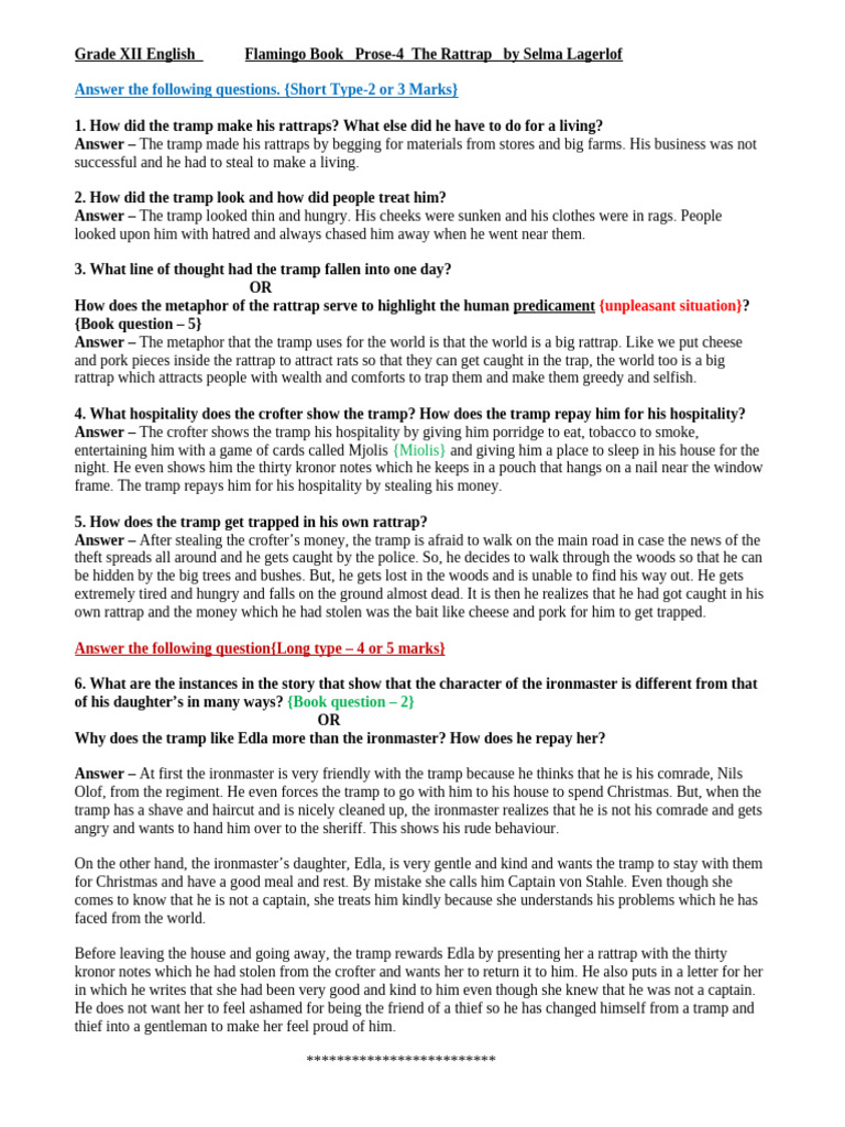 Flamingo Book - Prose - 4 The Rattrap | PDF