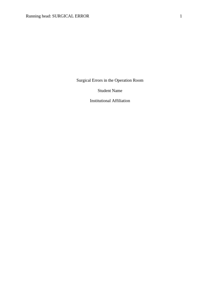 Preventing Surgical Errors | PDF | Anesthesia | Surgery