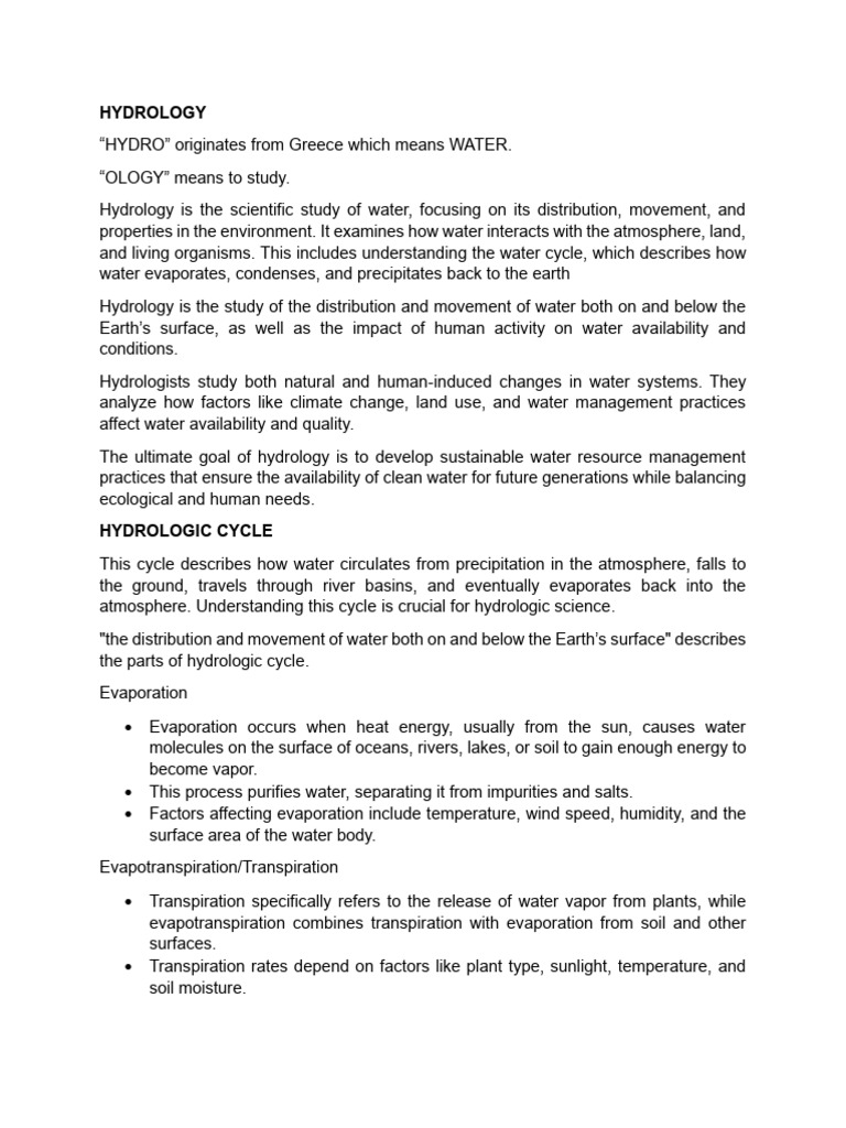 HYDROLOGY | PDF | Water | Evaporation