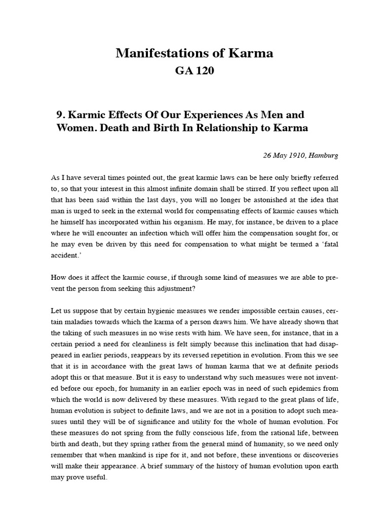 9. Karmic Effects Of Our Experiences As Men and Women. Death and Birth In Relationship to Karma ...