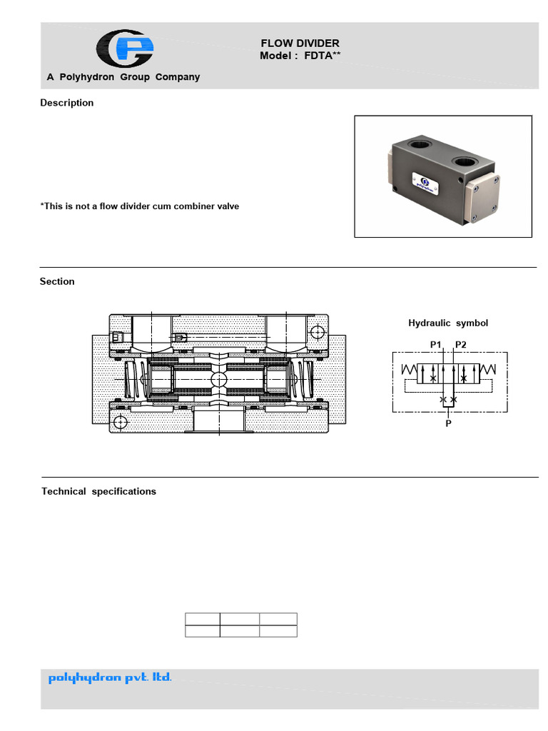 Polyhydron Flow Divider Valve P06727 | PDF | Valve | Viscosity