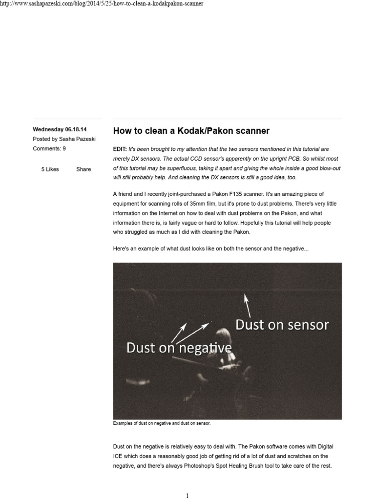 F-135 How-To Clean The Pakon Scanner | PDF | Image Scanner | Equipment