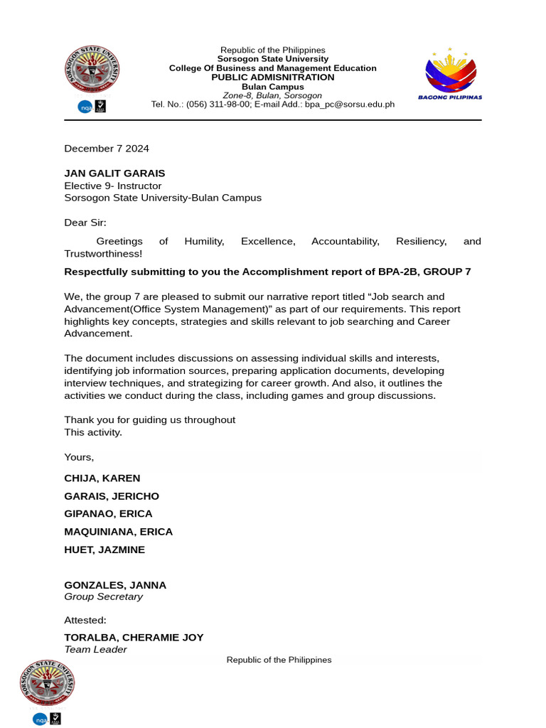 Office and System Management Accomplishment Report | PDF | Business ...