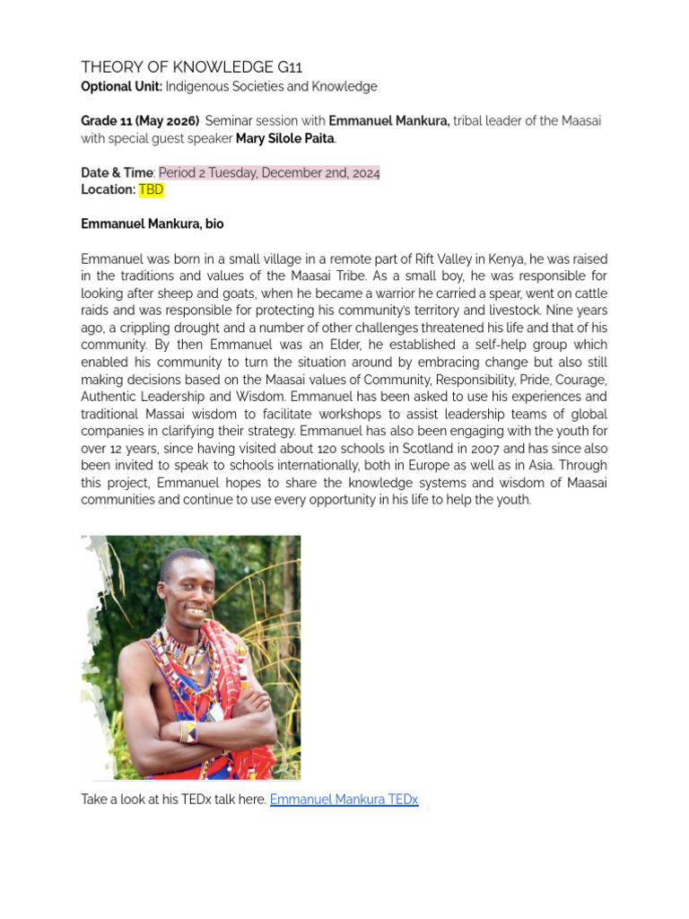 2024_Maasai_Guest_Speaker_Handout_ | PDF | Female Genital Mutilation