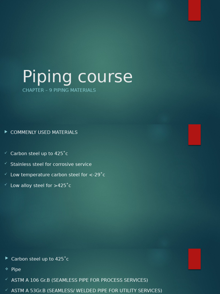 Piping Materials Guide | PDF | Pipe (Fluid Conveyance) | Steel
