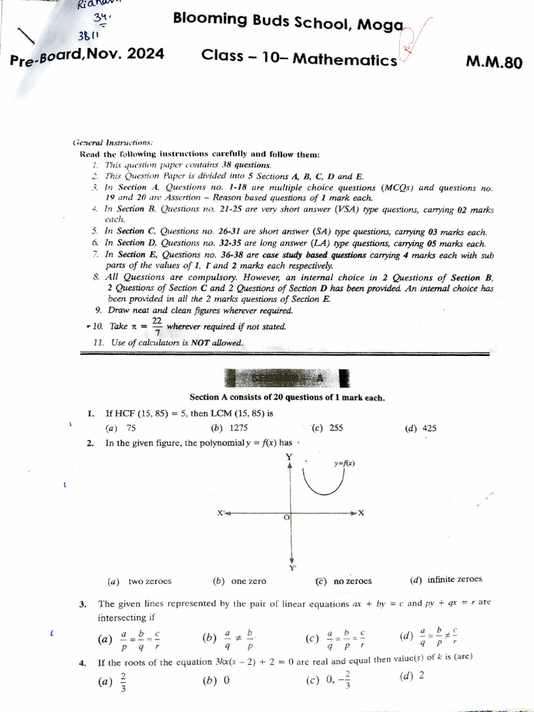 English 2024 Cbse Class 10 Question Paper | PDF | Circle | Area