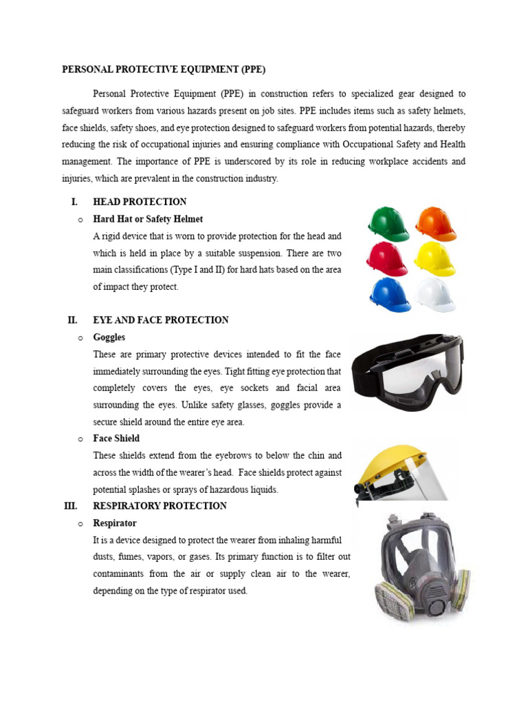 PERSONAL PROTECTIVE EQUIPMENT | PDF | Personal Protective Equipment ...