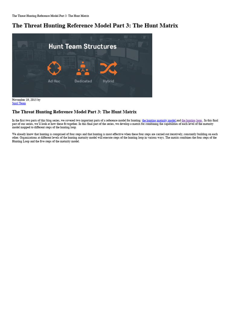 Threat Hunting Reference Model Matrix | PDF | Matrix (Mathematics ...