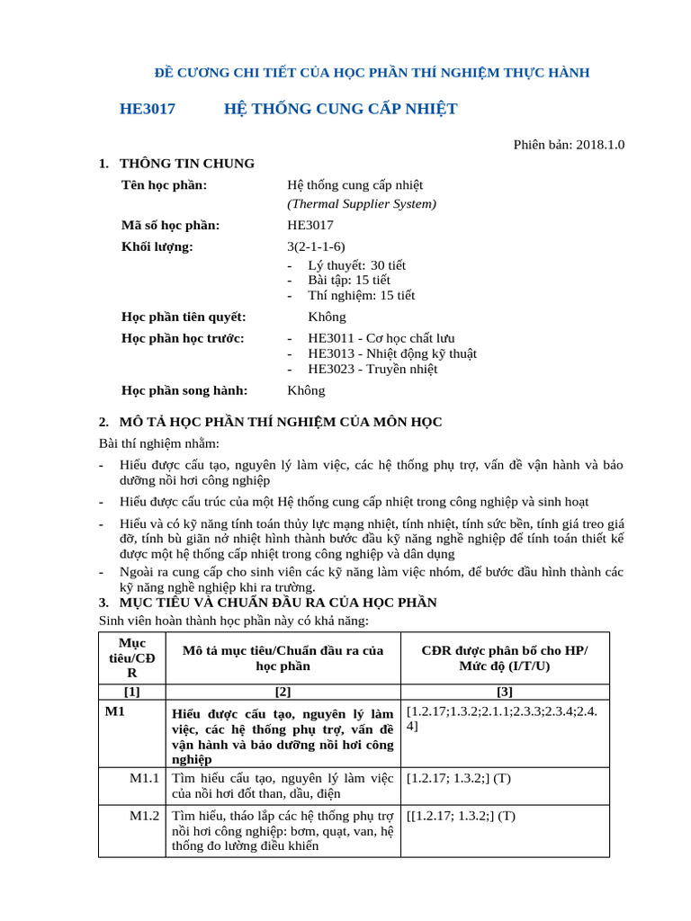 De Cuong - Thi Nghiem He Thong Cung Cap Nhiet - PAM | PDF
