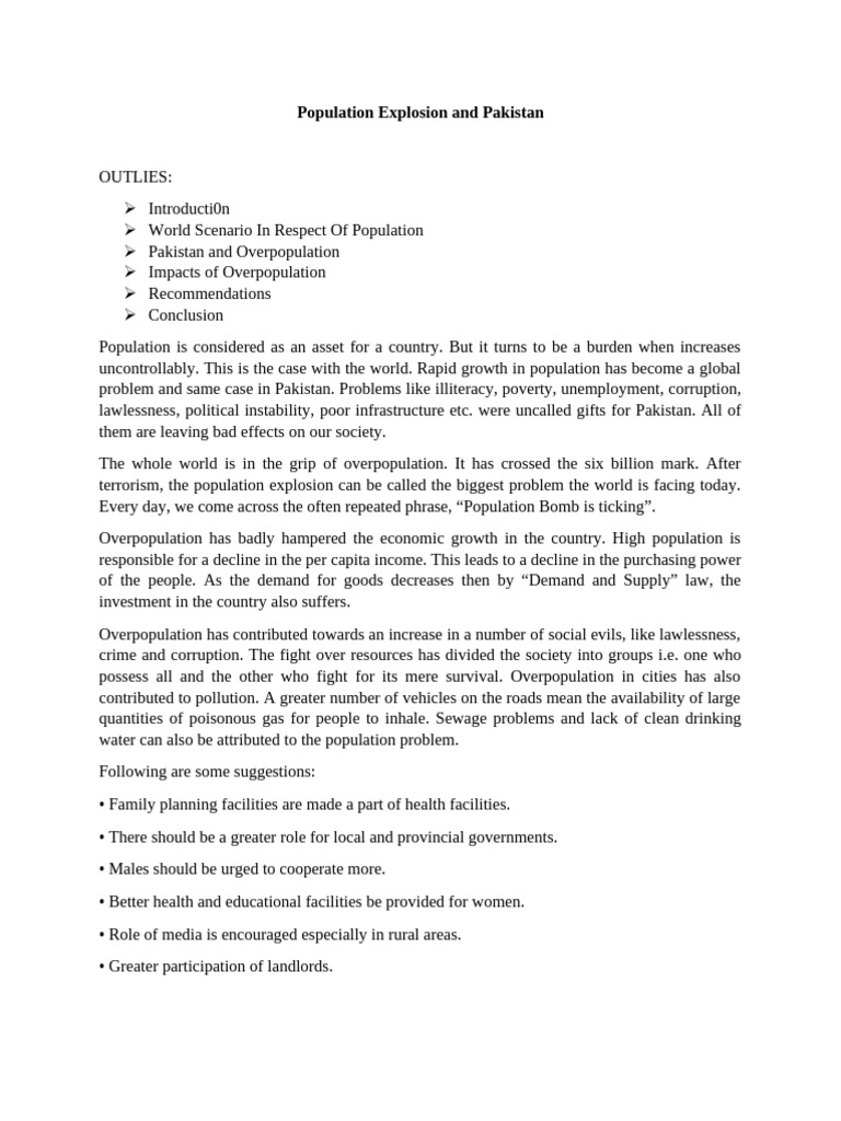 Population Explosion and Pakistan | PDF | Human Overpopulation | Pakistan