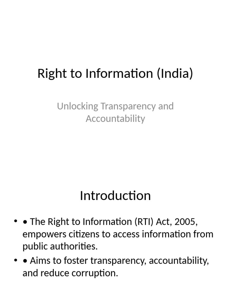 Right To Information India Presentation | PDF