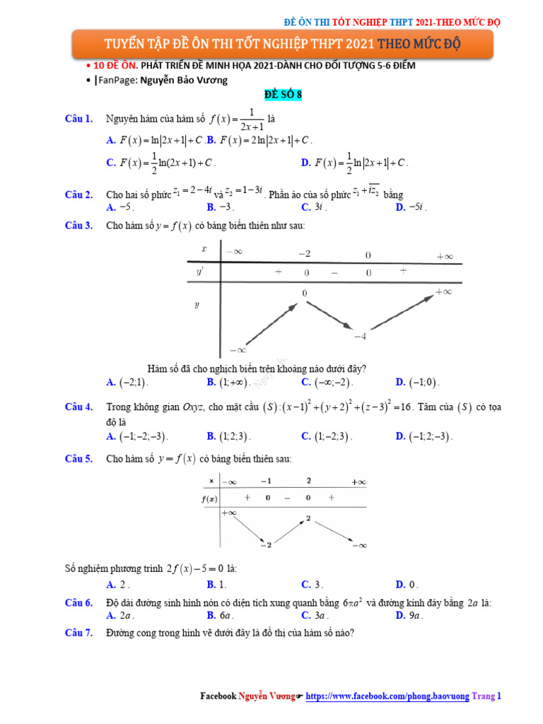 (NBV) -ĐỀ SỐ 8-MỨC ĐỘ 5-6. ÔN THI TNTHPT 2021 | PDF