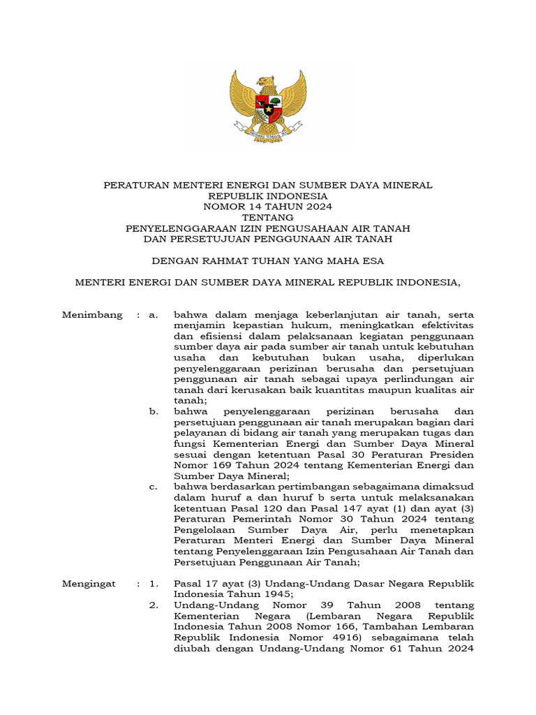 Permen Esdm No 14 Tahun 2024 | PDF