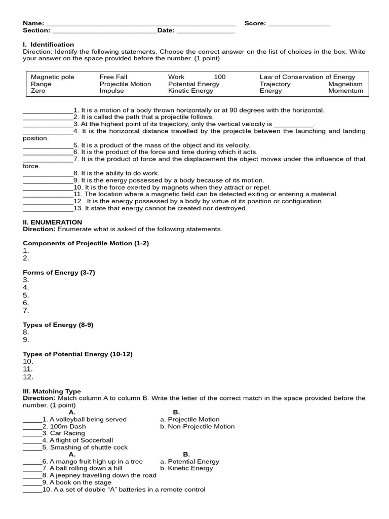 Grade 9 Science 4th Quarter Exam | PDF | Force | Physics