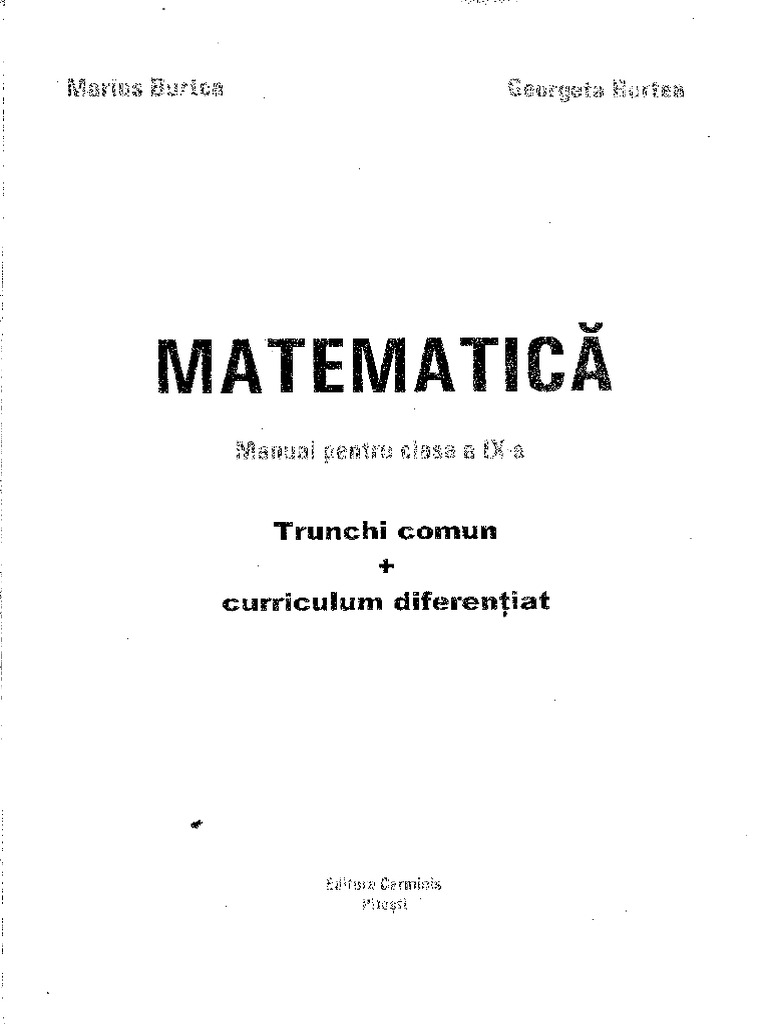 Burtea-Manual Matematica-Clasa A 9-A | PDF