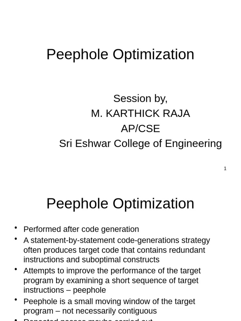 5.4 Peep-Hole Optimization | PDF | Computer Programming | Software Engineering