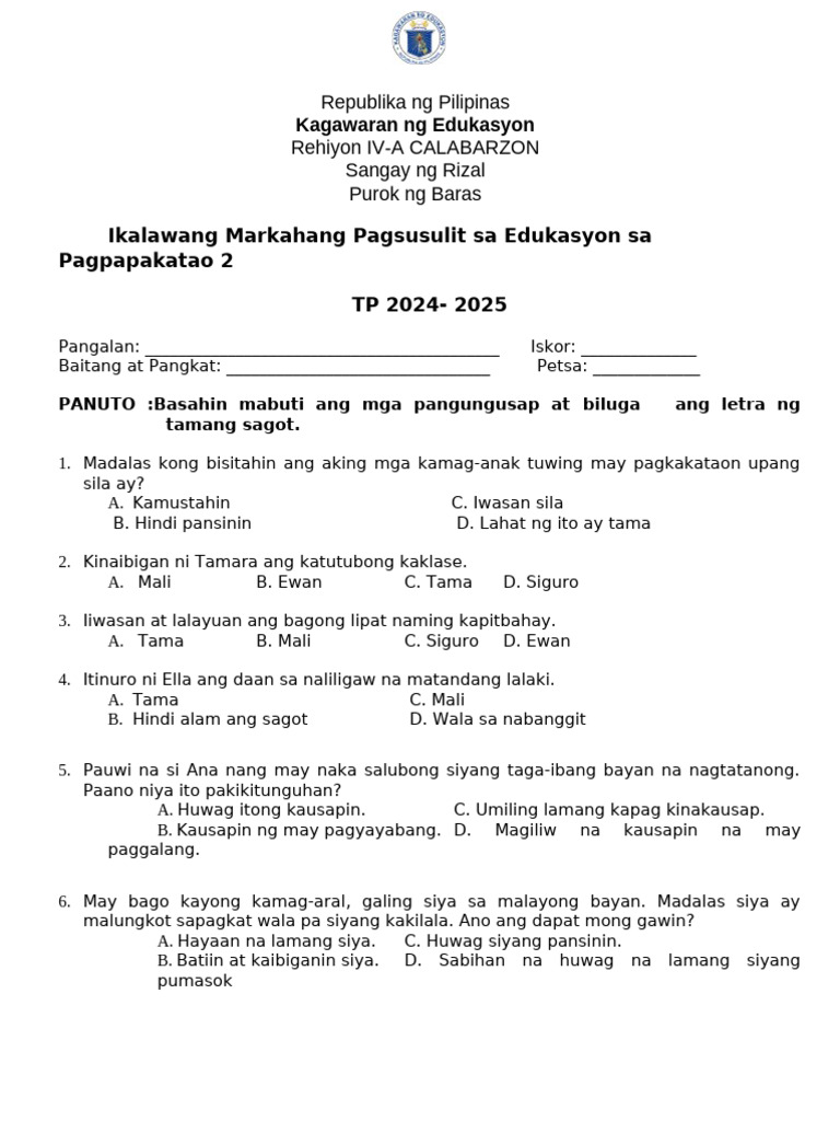 ESP 2 - Quarter 2 | PDF