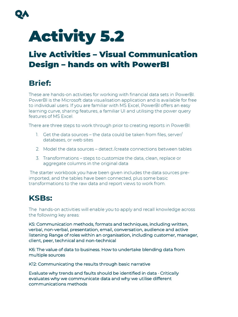 Activity—Introduction to Power BI | PDF | Microsoft Excel | Communication