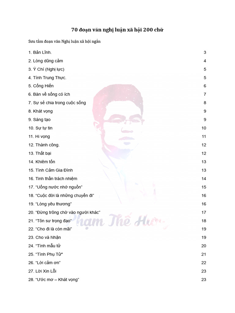 Tuyển Tập NLXH 200 Chữ | PDF
