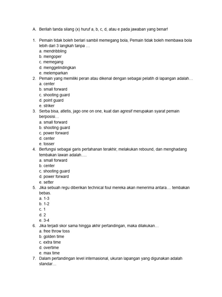 UAS X Penjas 2024-1 | PDF