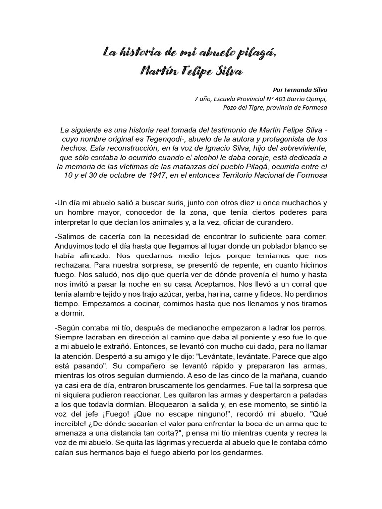La Historia de Mi Abuelo Pilagá | PDF