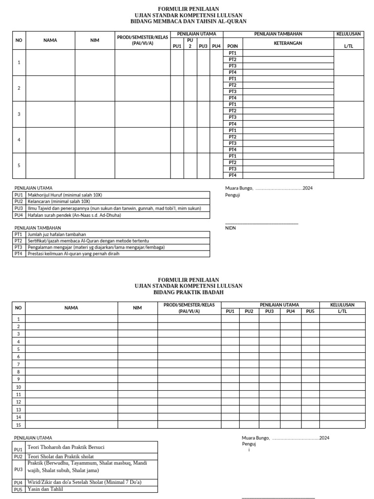 Ujian SKL - Form Penilaian | PDF