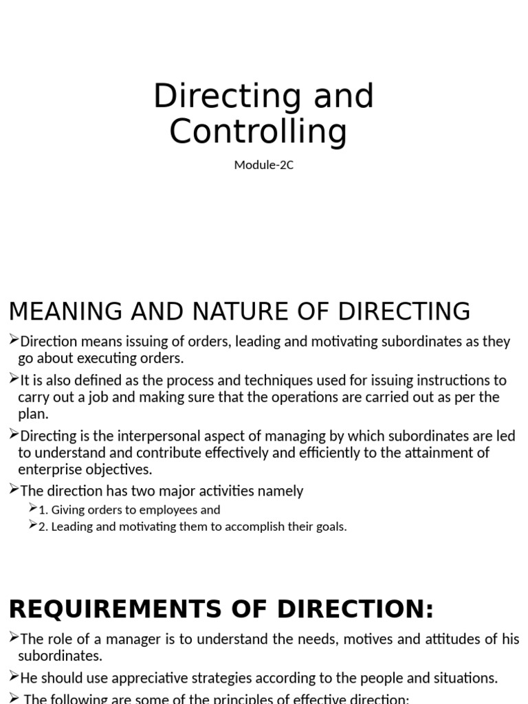 2c.directing & Controlling | PDF | Motivational | Motivation