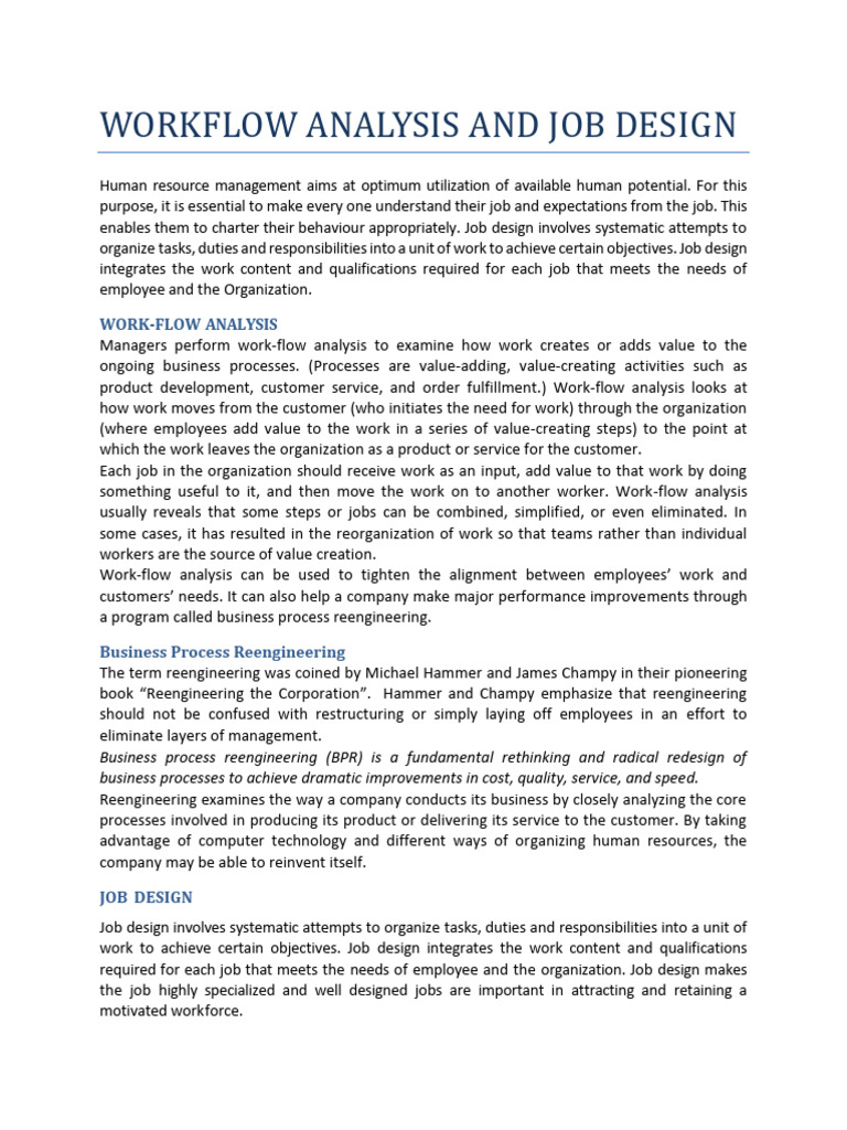 Workflow Analysis and Job Design | PDF | Business Process | Business