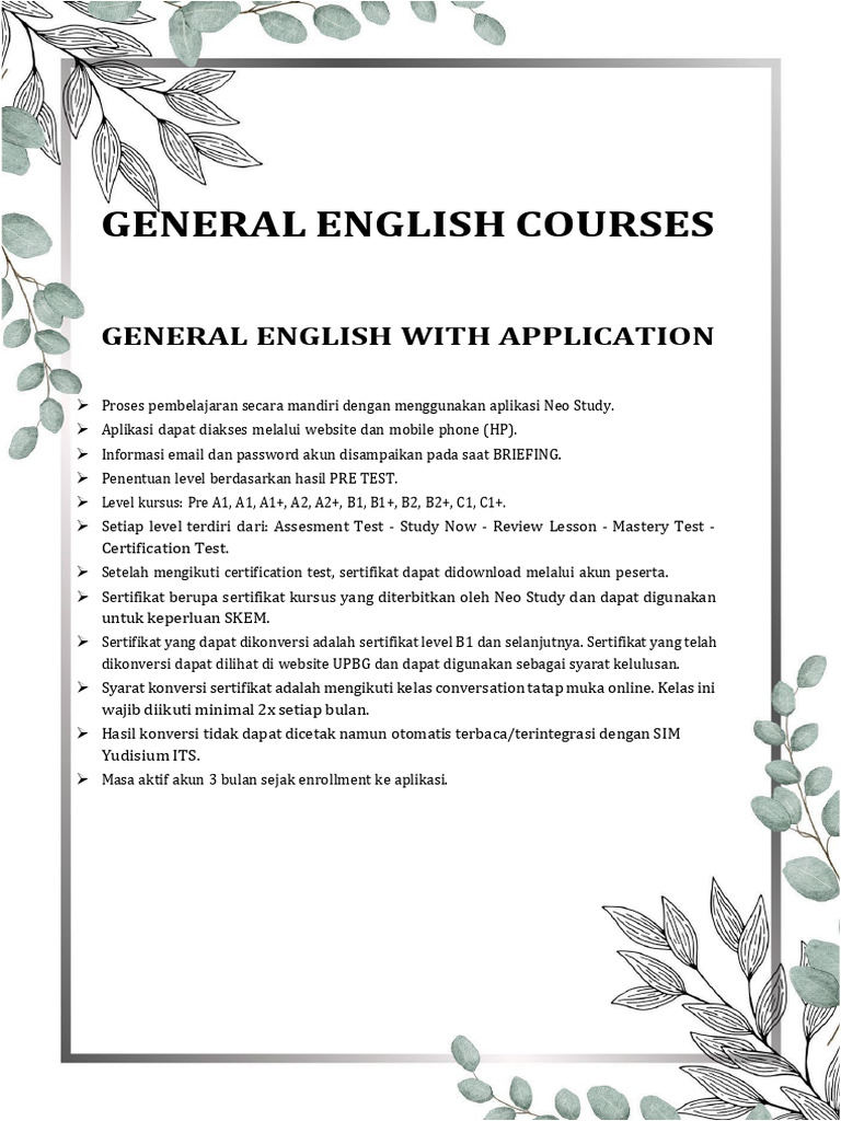 GENERAL ENGLISH COURSES | PDF