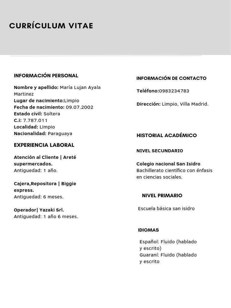 Curriculum Vitae,Luján Ayala.pdf | PDF