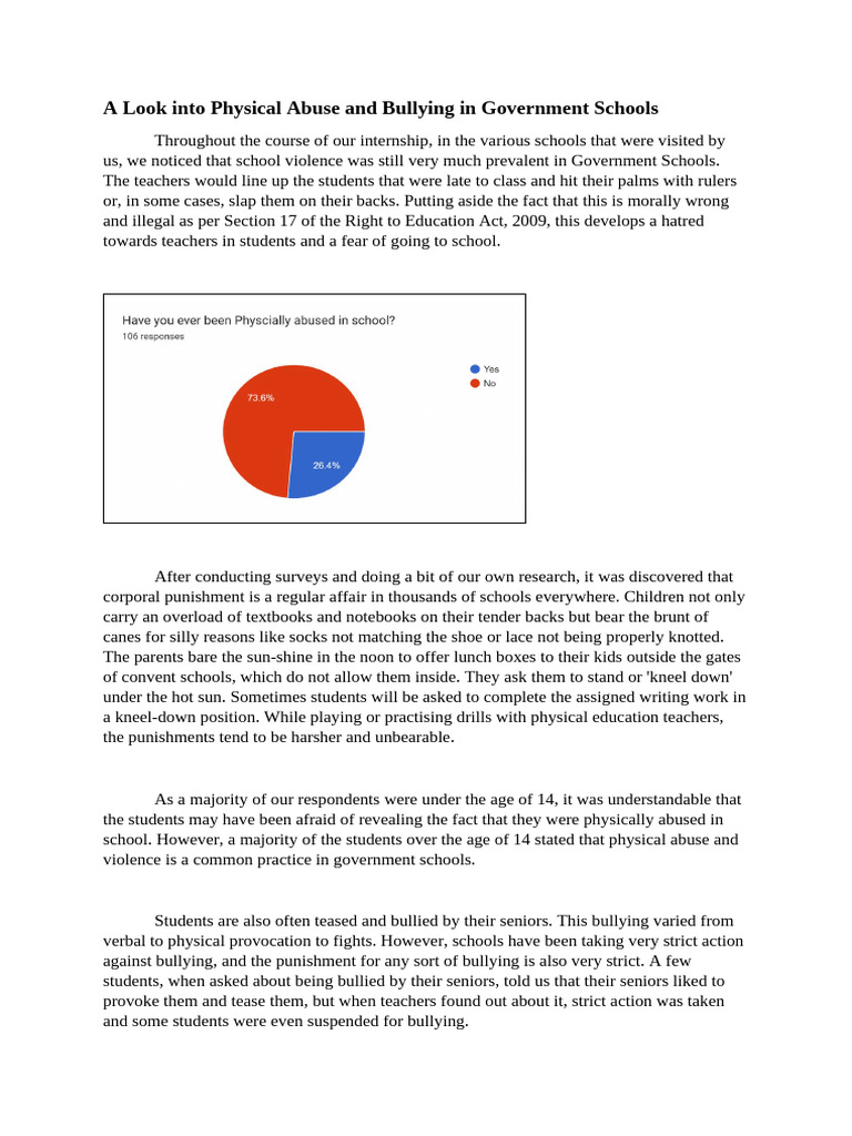 A Look into Physical Abuse and Bullying in Government Schools | PDF