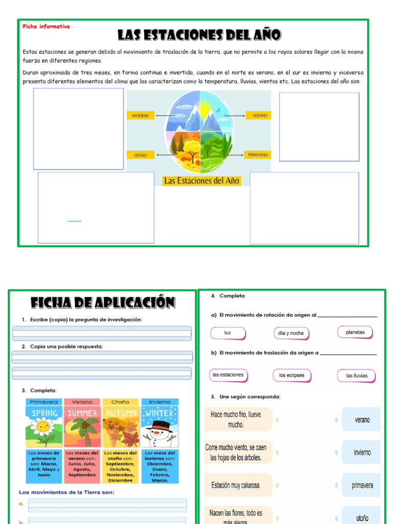 Las Estaciones Del Año Ficha | PDF | Invierno | Temporada de primavera)